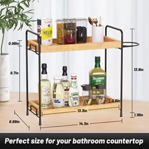 sitanes Bathroom Organizer Countertop, 2-Tier Wooden Counter Organizer for Bathroom, No Drilling Vanity Organizer for Makeup Cosmetic Perfume Skincare, Counter Shelf for Bathroom Kitchen Dresser Top