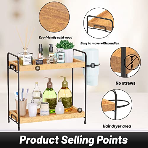 sitanes Bathroom Organizer Countertop, 2-Tier Wooden Counter Organizer for Bathroom, No Drilling Vanity Organizer for Makeup Cosmetic Perfume Skincare, Counter Shelf for Bathroom Kitchen Dresser Top