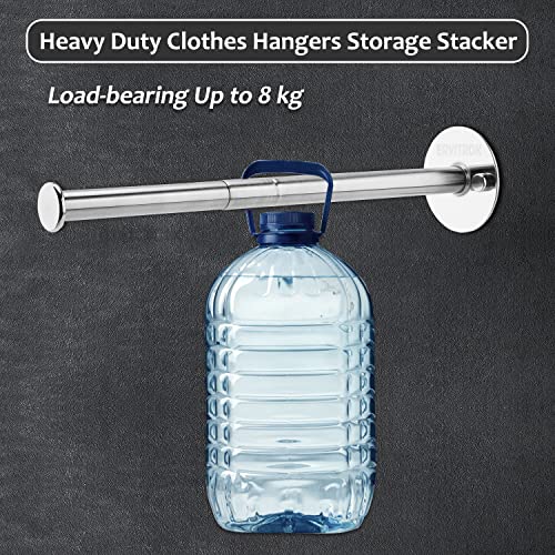 Retractable 2 Sections Clothes Hangers Storage Stacker Bath Towel Hangers Coats Handbags Hangers Multi-Use Organizers for Closet,Cloakroom, Balcony, Bathrooms,Laundry Room Easy to Install