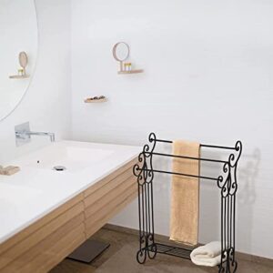 Free Standing Towel Rack 3 Bar Freestanding Rack with Storage Shelf Towel Organizer for Bathroom,Bedroom,Laundry Room,Kitchen,Pool