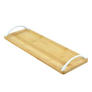 lurrose bamboo vanity trays, toilet tank topper tray bamboo toilet tray for bathroom countertop (long)