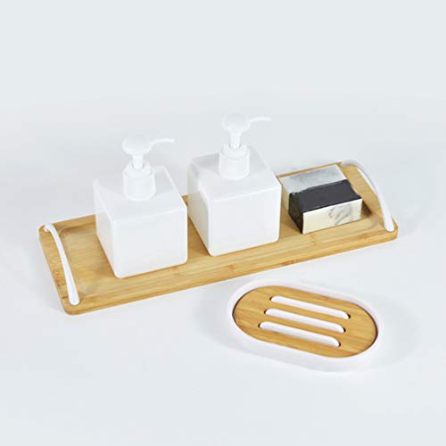 Lurrose Bamboo Vanity Trays, Toilet Tank Topper Tray Bamboo Toilet Tray for Bathroom Countertop (Long)