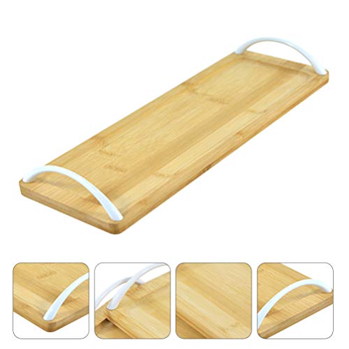 Lurrose Bamboo Vanity Trays, Toilet Tank Topper Tray Bamboo Toilet Tray for Bathroom Countertop (Long)