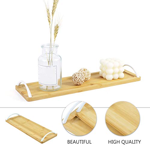 Lurrose Bamboo Vanity Trays, Toilet Tank Topper Tray Bamboo Toilet Tray for Bathroom Countertop (Long)