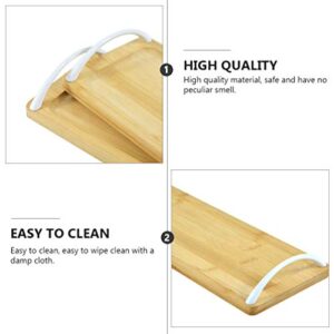 Lurrose Bamboo Vanity Trays, Toilet Tank Topper Tray Bamboo Toilet Tray for Bathroom Countertop (Long)