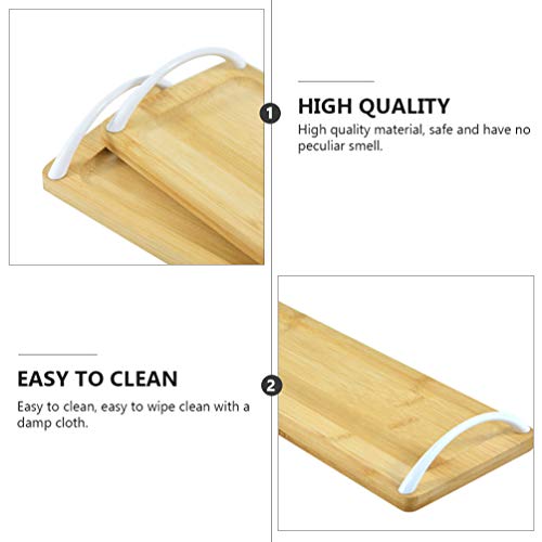 Lurrose Bamboo Vanity Trays, Toilet Tank Topper Tray Bamboo Toilet Tray for Bathroom Countertop (Long)