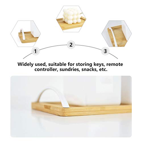 Lurrose Bamboo Vanity Trays, Toilet Tank Topper Tray Bamboo Toilet Tray for Bathroom Countertop (Long)