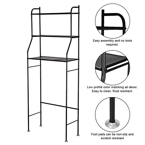 Kcelarec 4-Tier Metal Over The Toilet Bathroom Shelf Space Saver,Black (Black)