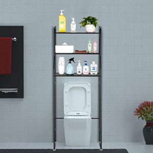 Kcelarec 4-Tier Metal Over The Toilet Bathroom Shelf Space Saver,Black (Black)