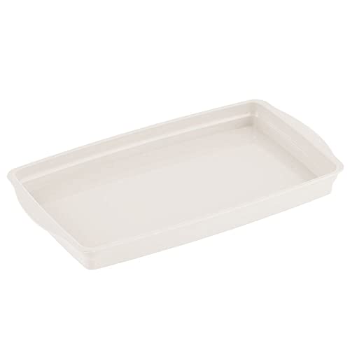 mDesign Plastic Storage Organizer Tray for Bathroom Vanity Countertops, Closets, Dressers - Holder for Guest Hand Towels, Watches, Earrings, Makeup Brushes, Reading Glasses, Perfume - Cream/Beige