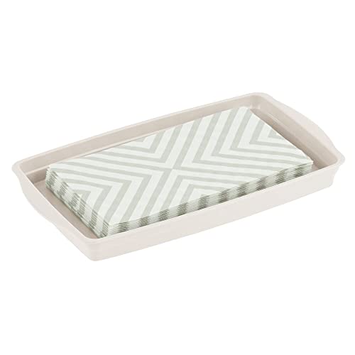 mDesign Plastic Storage Organizer Tray for Bathroom Vanity Countertops, Closets, Dressers - Holder for Guest Hand Towels, Watches, Earrings, Makeup Brushes, Reading Glasses, Perfume - Cream/Beige