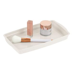 mDesign Plastic Storage Organizer Tray for Bathroom Vanity Countertops, Closets, Dressers - Holder for Guest Hand Towels, Watches, Earrings, Makeup Brushes, Reading Glasses, Perfume - Cream/Beige