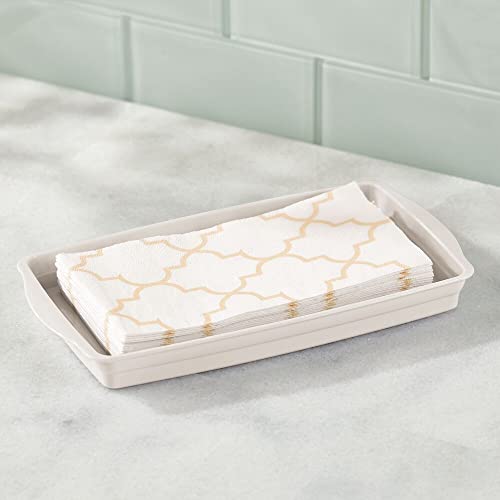 mDesign Plastic Storage Organizer Tray for Bathroom Vanity Countertops, Closets, Dressers - Holder for Guest Hand Towels, Watches, Earrings, Makeup Brushes, Reading Glasses, Perfume - Cream/Beige