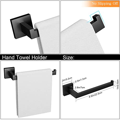 Ralbay 5-Pieces 14.2" Bath Towel Bar Set Black Premium Stainless Steel Square Style Matte Black Bathroom Hardware Accessories Set Wall Mounted Towel Rack Set