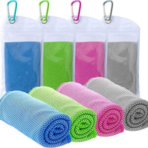 [4 Pack] Cooling Towel (40"x12"), Ice Towel, Soft Breathable Chilly Towel, Microfiber Towel for Yoga, Sport, Running, Gym, Workout,Camping, Fitness, Workout & More Activities