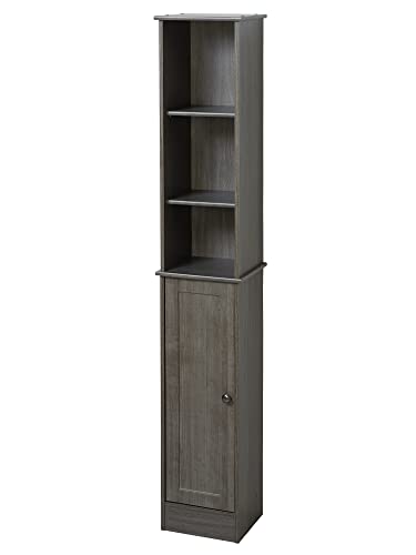 Zenna Home Bathroom Linen Tower, 5-Tier, Bathroom Storage, Gray