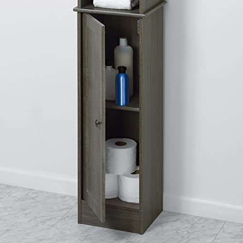 Zenna Home Bathroom Linen Tower, 5-Tier, Bathroom Storage, Gray