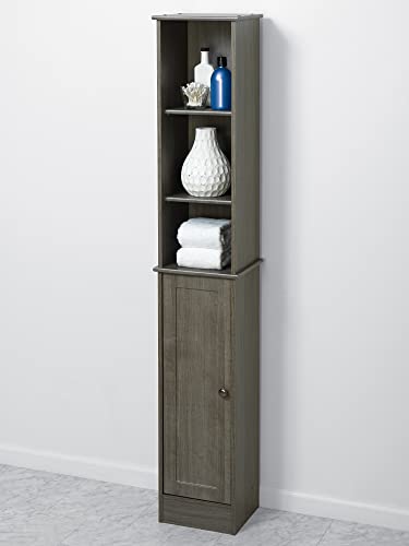 Zenna Home Bathroom Linen Tower, 5-Tier, Bathroom Storage, Gray