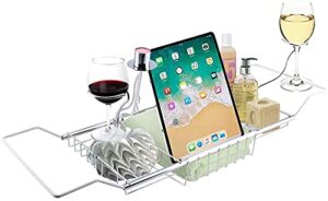 zoternen tub shelf, stainless steel shower bathtub caddy tray expandable bath organizer soap red wine rack holder bath tub tray for home kitchen bathroom