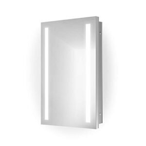 krugg kinetic led medicine cabinet| recessed or surface mount mirror cabinet w/dimmer & defogger (15"x30" left hinge)