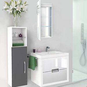 Krugg Kinetic LED Medicine Cabinet| Recessed or Surface Mount Mirror Cabinet w/Dimmer & Defogger (15"x30" Left Hinge)