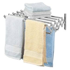 Retractable Bathroom Towel Rack with Towel Bars - Stainless Steel Wall Mounted Drying Rack - Space-Saving Huge Capacity Towel Holder