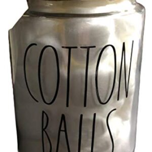 Rae Dunn By Magenta COTTON BALLS Glass LL Bathroom Vanity Organizer Apothecary Jar With 60 Cotton Balls 2020 Limited Edition 5.5" Tall