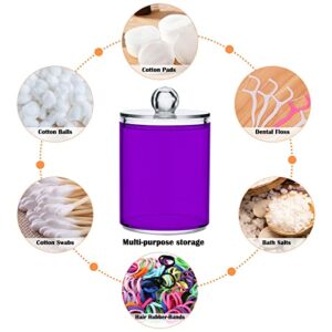 Purple Qtip Holder Organizer Dispenser Cotton Swabs Cans Plastic Jars with Lid Set 2 Pack Bathroom Storage Canister for Cotton Ball Floss Cotton Pads