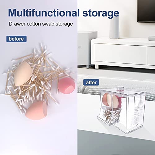 TECHMERI Cotton Swabs Holder Q Tips Holder Cotton Pads Holder Cotton Ball Holder Container with Lid Dispenser, Clear Bathroom Vanity Makeup Organizer