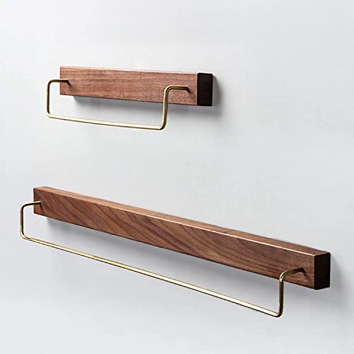 Towel Rack Black Walnut Wood Towel Rack, for Bedroom Wooden Towel Hold Wall Mounted Retro Towel Bar Towel Holder (Size : 60cm)