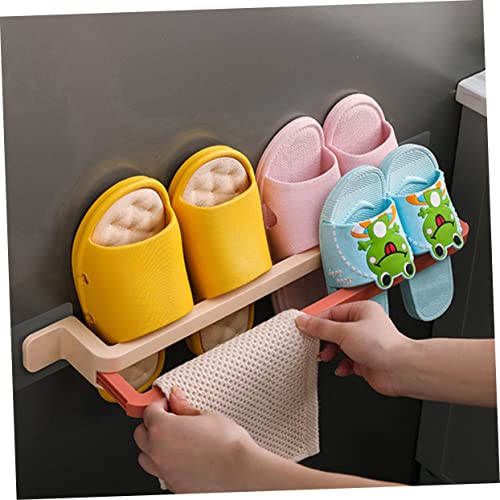 Healeved Slippers Storage Rack Over Door Clothes Hanger Rack Hanging Shoe Rack for Wall Red Hangers Wall Towel Holder Slipper Storage Rack Shoes Holder for Dry Punch-free Rack Bathroom Rack