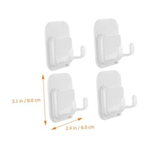 Yardwe 4pcs Paste Hook Plastic Hangers Wall Hanging Hooks Plastic Stand Adhesive Toothbrush Holder Razor Storage Rack Razor Drying Holder Shower Shaver Hooks Bathroom Supplies White Abs