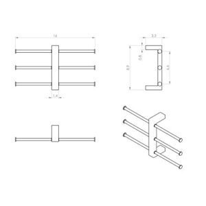 Gedy Bridge Polished Wall Mounted Towel Rack With Sliding Rails, Chrome, 16"