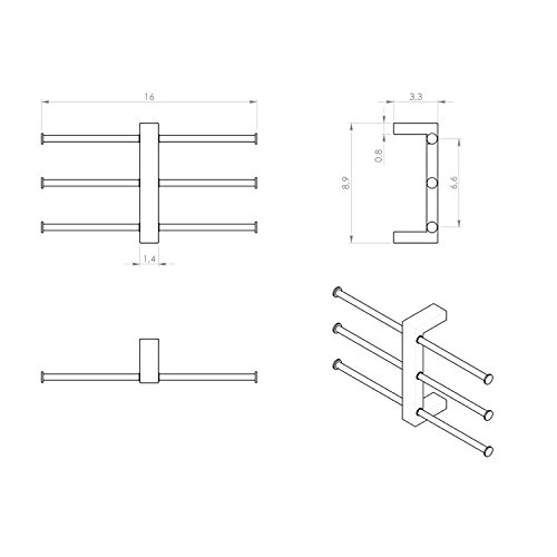 Gedy Bridge Polished Wall Mounted Towel Rack With Sliding Rails, Chrome, 16"