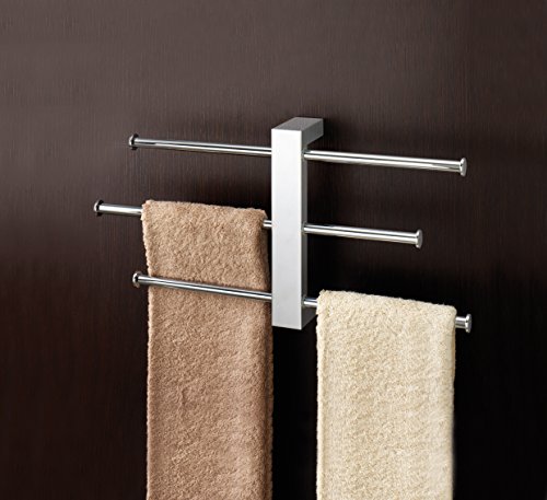 Gedy Bridge Polished Wall Mounted Towel Rack With Sliding Rails, Chrome, 16"