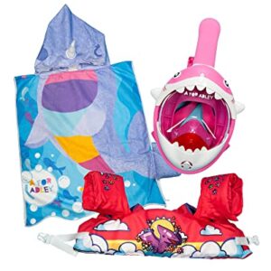 A For Adley Merch The Official Adley Ultimate Swimming Package with Three of Adleys Favorite Swimming Supplies The Adley Narwhal Towel, Adley Floaties and a Full Face Snorkie