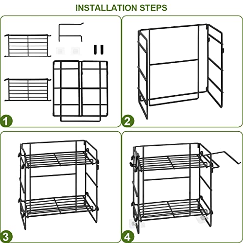 SHINOSKE Over The Toilet Storage, 2 Tier Bathroom Organizer Shelves Over Toilet and Wall Mounted Design, No Drilling Needed to Save Space, with Hook and Paper Holder（Black）