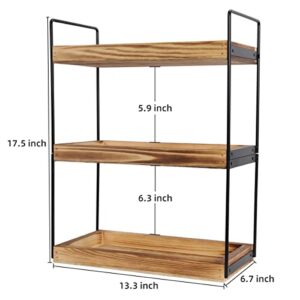 3 Tiers Bathroom Storage Organizer, Wooden Bathroom Countertop, Bathroom Trays and Kitchen Spice Rack for Counter