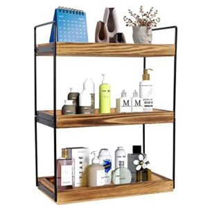 3 tiers bathroom storage organizer, wooden bathroom countertop, bathroom trays and kitchen spice rack for counter