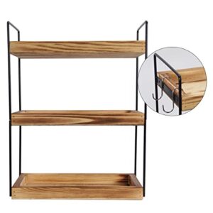 3 Tiers Bathroom Storage Organizer, Wooden Bathroom Countertop, Bathroom Trays and Kitchen Spice Rack for Counter