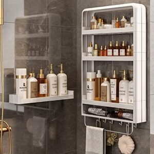 Non Perforated Toilet Rack Wall Mounted Bathroom Kitchen Washstand Cosmetics Wall Multilayer Storage Artifact (Third Floor with Drawer)