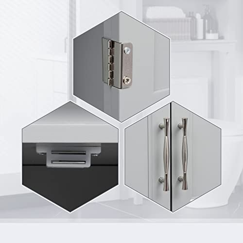 kleankin Modern Over The Toilet Storage Cabinet, Double Door Bathroom Organizer with Inner Adjustable Shelf and Open Shelf, Grey