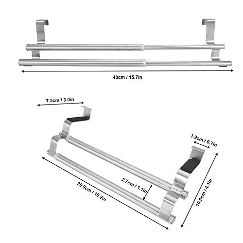 FTVOGUE Cabinet Bathroom Rack,Retractable Stainless Steel Bath Towel Bar Rack Shelf No Drilling(40cm Retractable Double Rod)