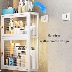 Wall Mounted Bathroom Medicine cabinets,No Punching Dustproof Cosmetic Storage Box,Over-The-Toilet Storage Organizer, Multi Purpose Jewelry Rack,Hanging Floating Rack for Garage Laundry Room Kitche