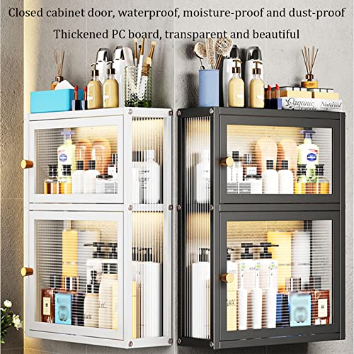 Wall Mounted Bathroom Medicine cabinets,No Punching Dustproof Cosmetic Storage Box,Over-The-Toilet Storage Organizer, Multi Purpose Jewelry Rack,Hanging Floating Rack for Garage Laundry Room Kitche