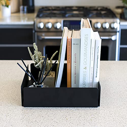 Modern Square Metal Tray Organizer for Bathroom Vanity Countertop Storage, Black