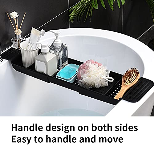 Bathtub Caddy Bath Bridge Tray Caddy Extendable Bathtub Tray Rack Tidy Bathroom Shelf Organizer Storage Bath Table,Adjustable Bath Shelf for Candle Towel,Book,Wine