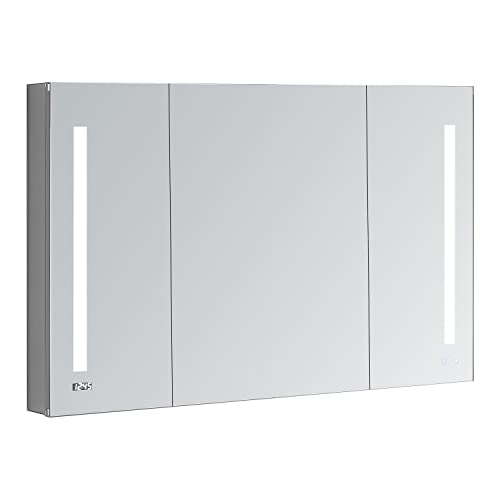 AQUADOM Signature Royale Bathroom Led Lighted Medicine Cabinet Defogger Integrated LED 3X Magnifying Mirror Electrical Outlet with USB 3 Doors 48in x 30in x 5in