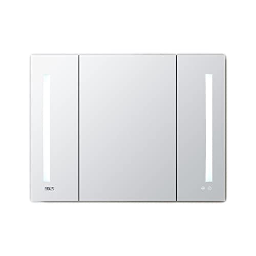 AQUADOM Signature Royale Bathroom Led Lighted Medicine Cabinet Defogger Integrated LED 3X Magnifying Mirror Electrical Outlet with USB 3 Doors 48in x 30in x 5in