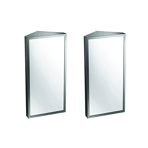 Renovators Supply Manufacturing Medicine Cabinets 23-5/8 in. x 11-7/8 in. Stainless Steel Cornet Bathroom Wall Medicine Cabinet with Mirror and Mounting Hardware Opens Left to Right Pack of 2